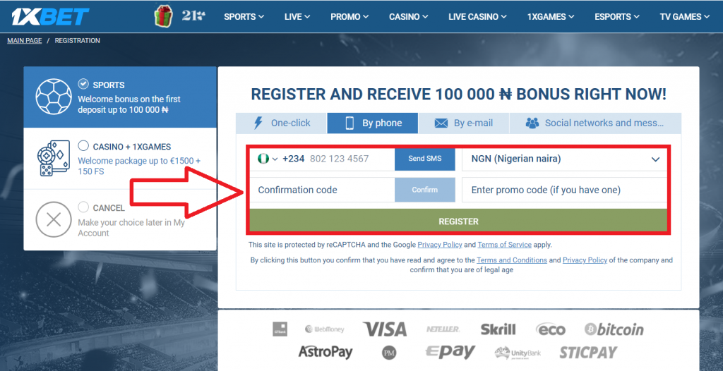 1xBet login procedure 1xBet registration, How to register with 1xBet on ...